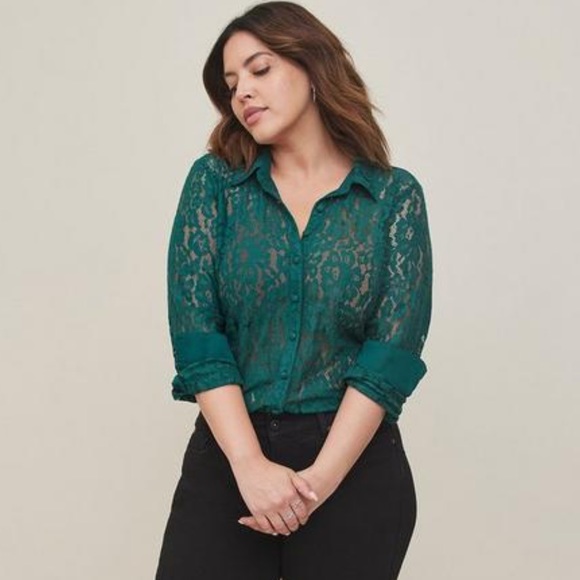 torrid | Tops | Torrid Madison Lace Button Down Blouse | Poshmark